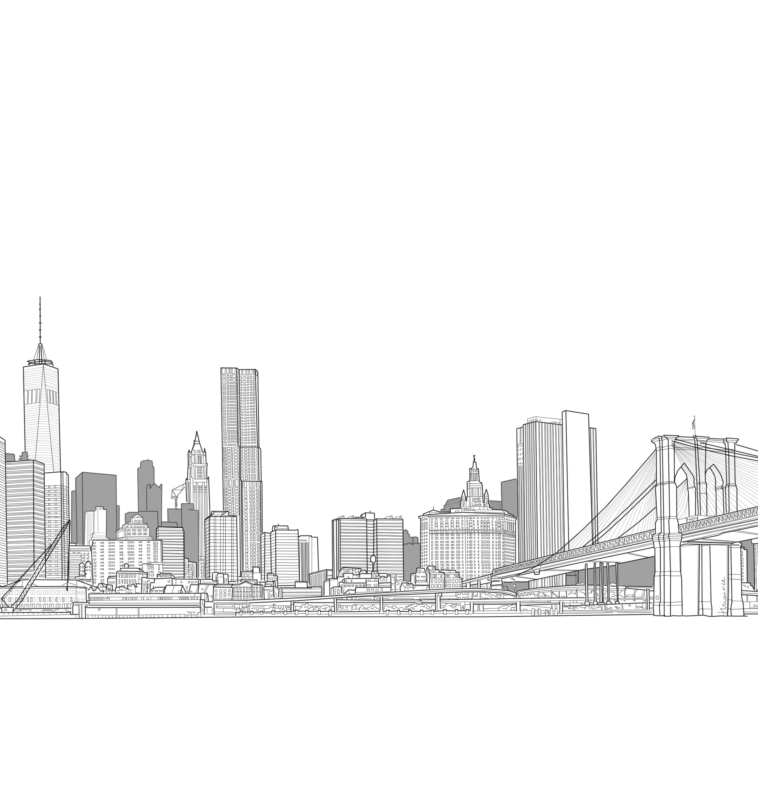 New York Skyline, Line Art, Line Drawing, Digital Download, Travel ...