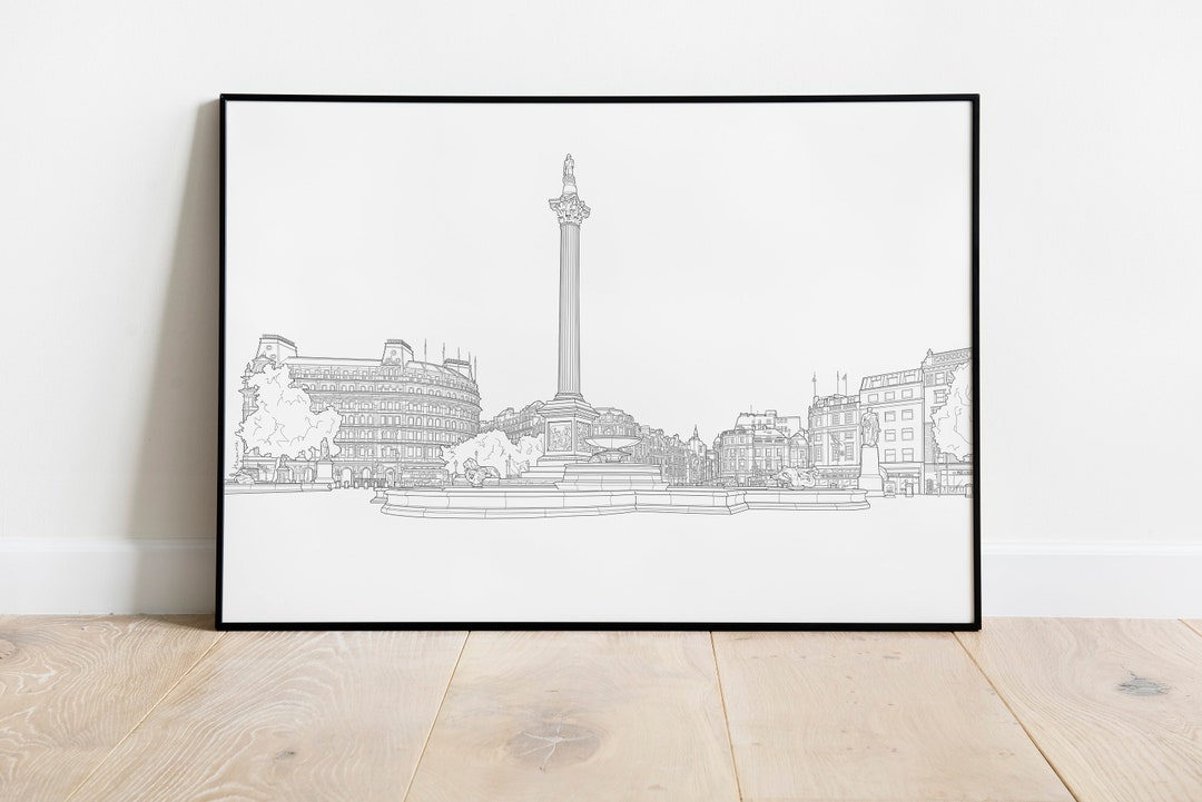 Trafalgar Square, London, Line Art Drawing, Landmark, Home and Travel ...