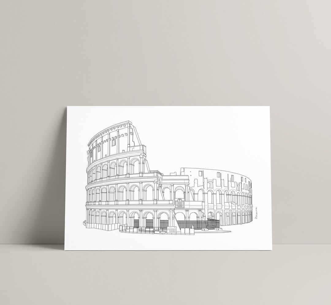 Colosseum, Rome, Italy, Line Art, Line Drawing, Digital Download ...