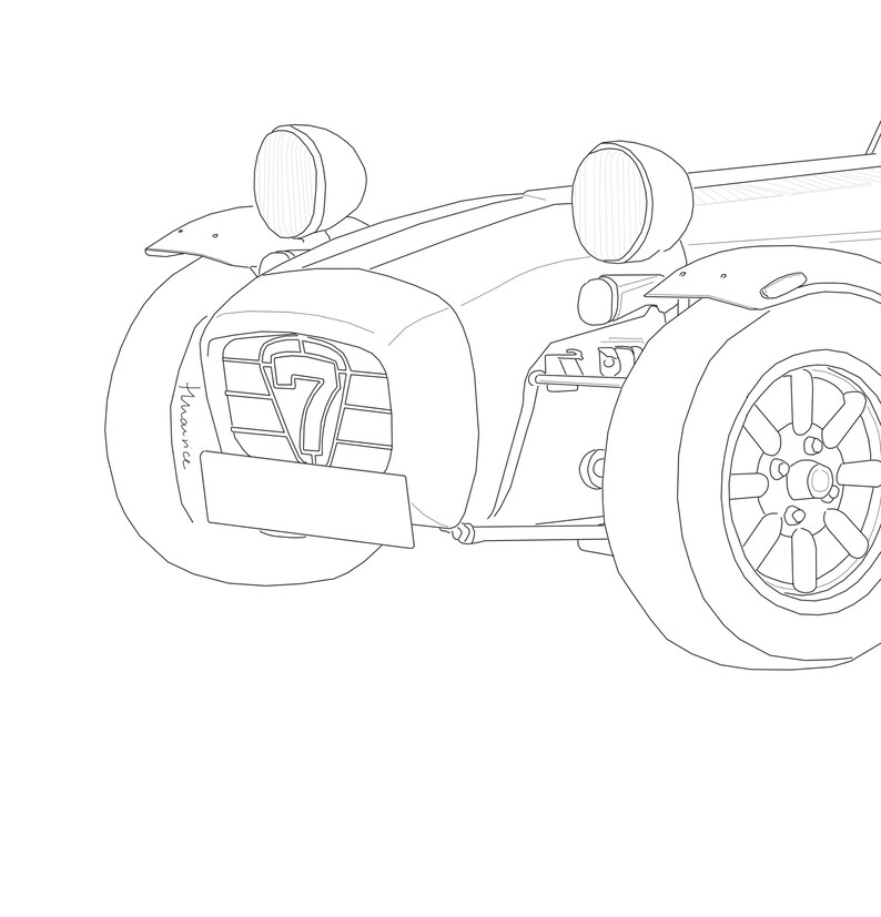 Caterham 7, Side View, Car, Line Art Drawing, Transport, Classic Car ...