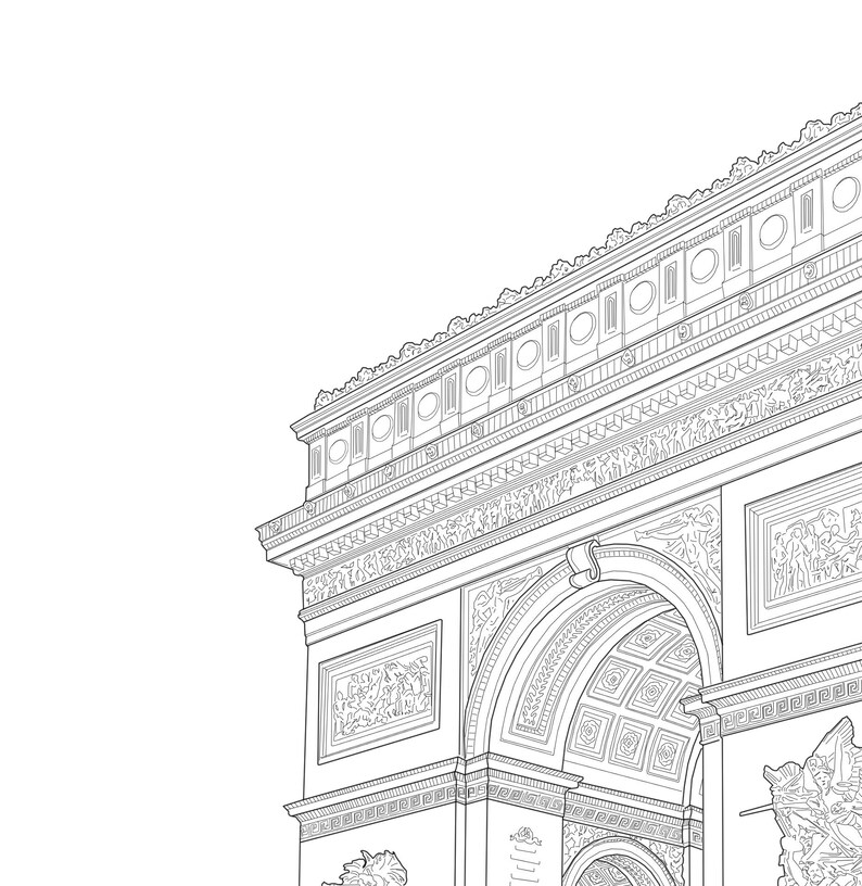 Arc De Triomphe, Paris , Line Art, Line Drawing, Digital Download ...