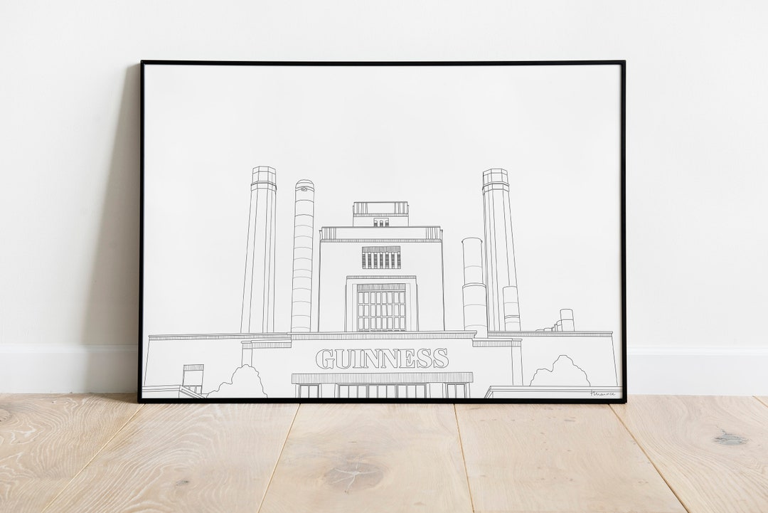 Dublin Guinness Factory, Line Art Drawing, City Scene, Europe, Landmark ...