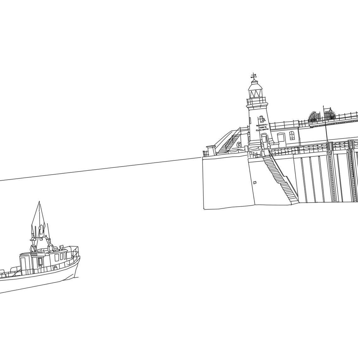 Folkestone Harbour, Travel Line Art Drawing, UK, Digital Download, Home ...