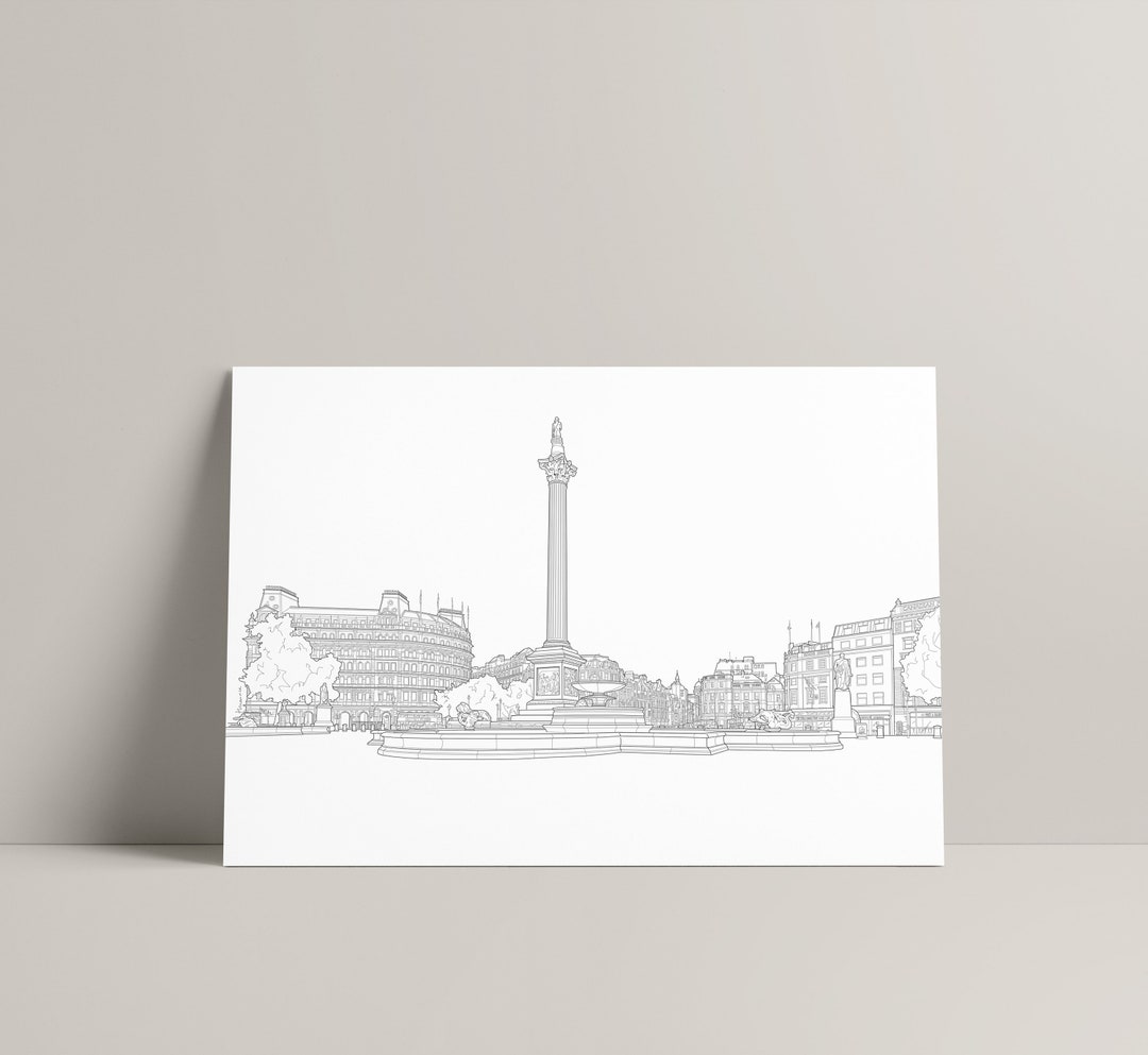 Trafalgar Square, London, Line Art, Line Drawing, Digital Download ...