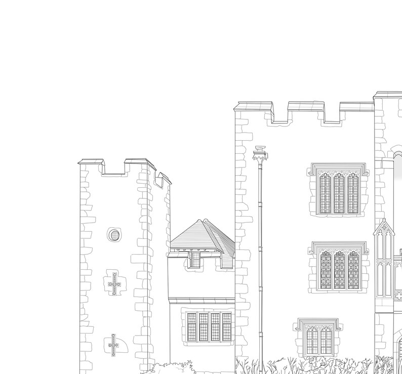Hever Castle, Travel Art, Line Art, Line Drawing, Digital Download ...