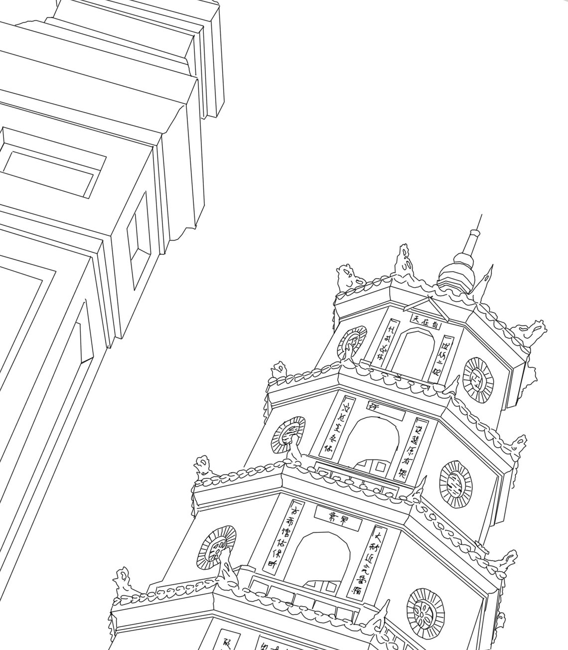Hue, Vietnam, Line Art Drawing, Landmark, Home and Travel Decor - Etsy