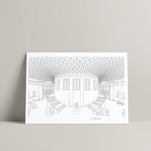 British Museum, London, Line Art Drawing, Landmark, Home and Travel ...