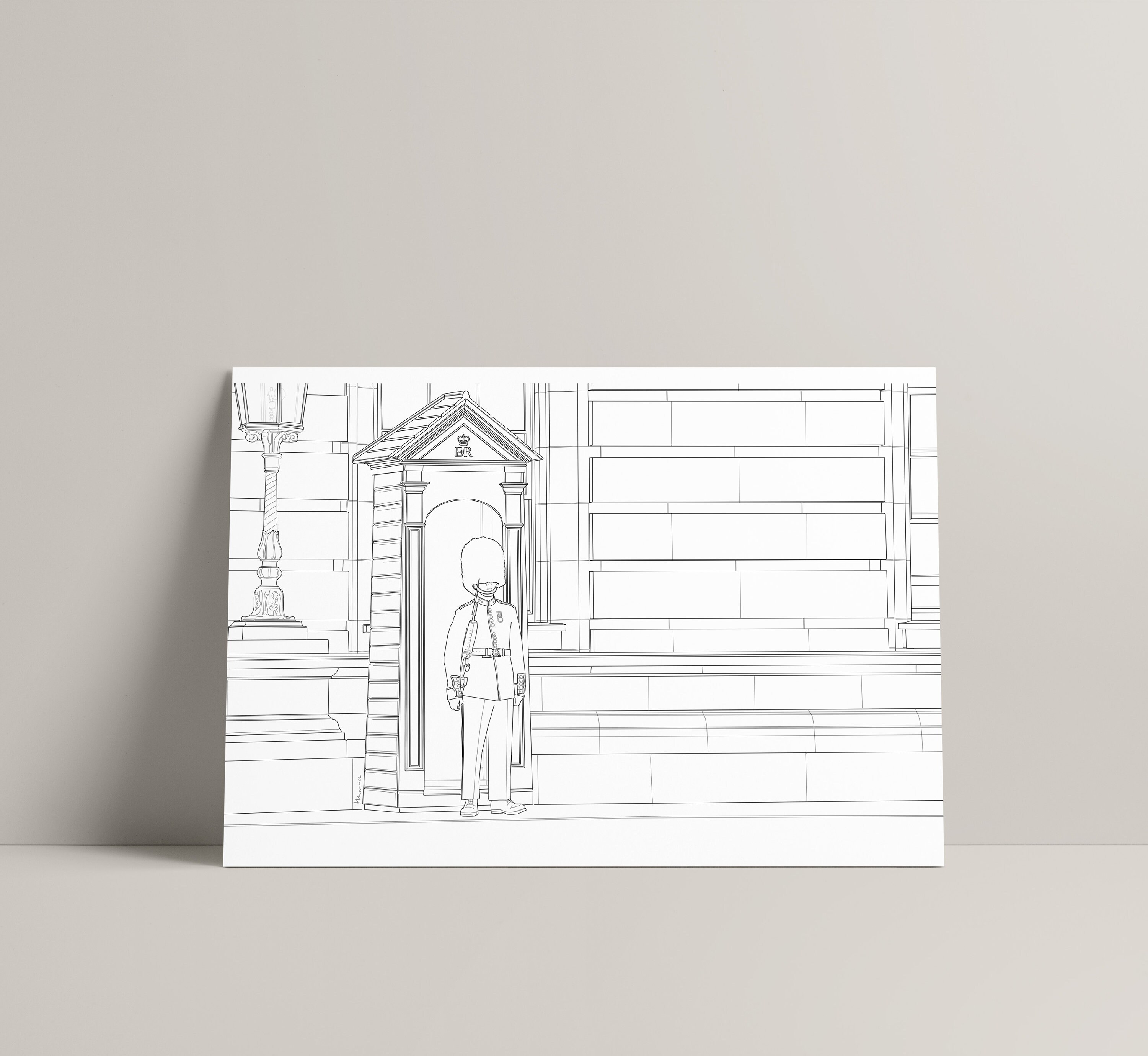 Buckingham Palace Guard London Line Art Drawing Art Print - Etsy Canada