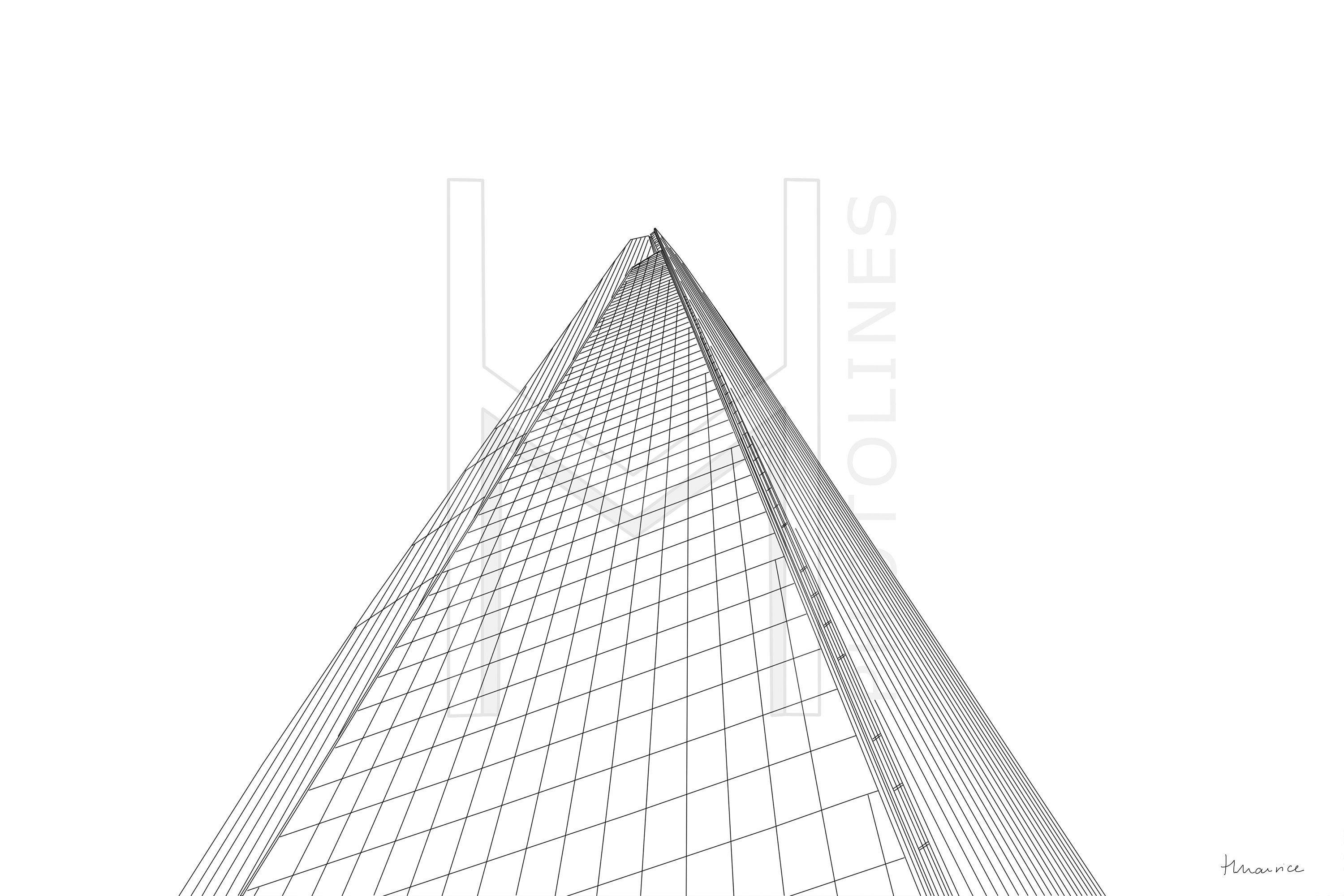 The Shard, London, UK, Travel Line Art Drawing, Digital Download ...