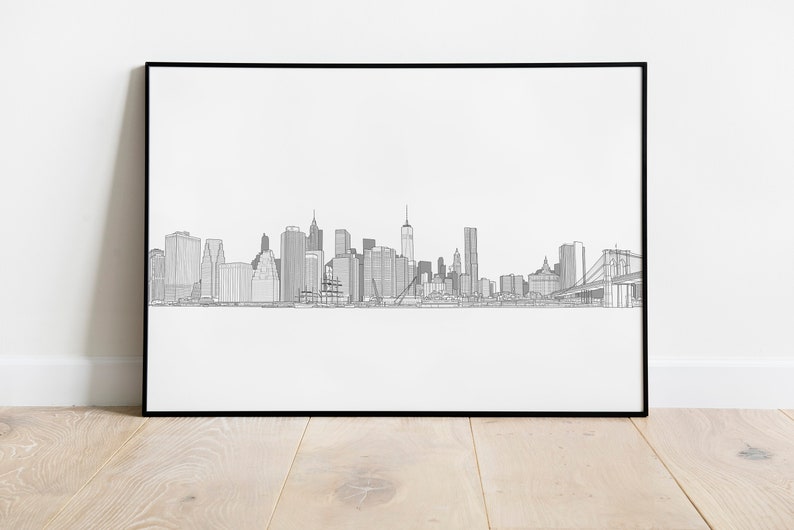 New York Skyline, Line Art, Line Drawing, Digital Download, Travel ...