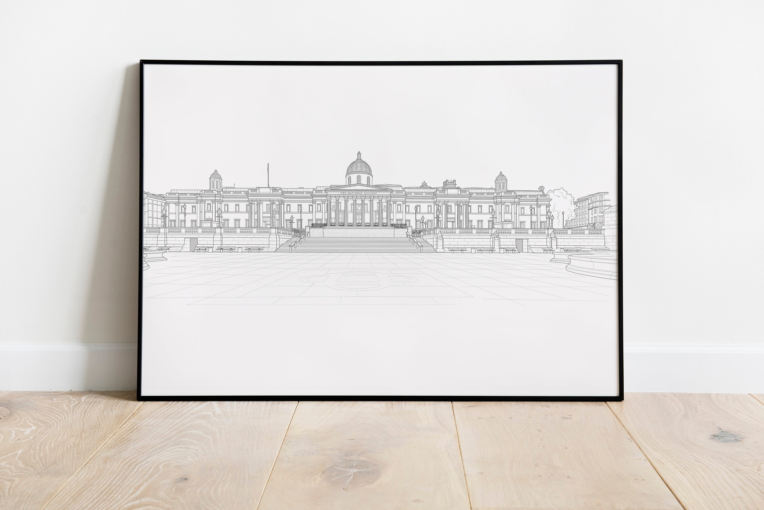 National Gallery, Trafalgar Square, London, UK, Line Art Drawing, City ...