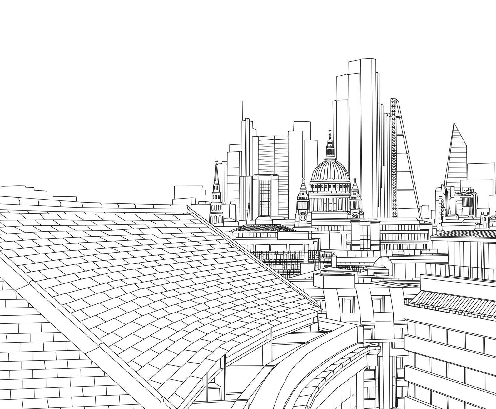London Rooftops, Travel Art, Line Art, Line Drawing, Digital Download ...