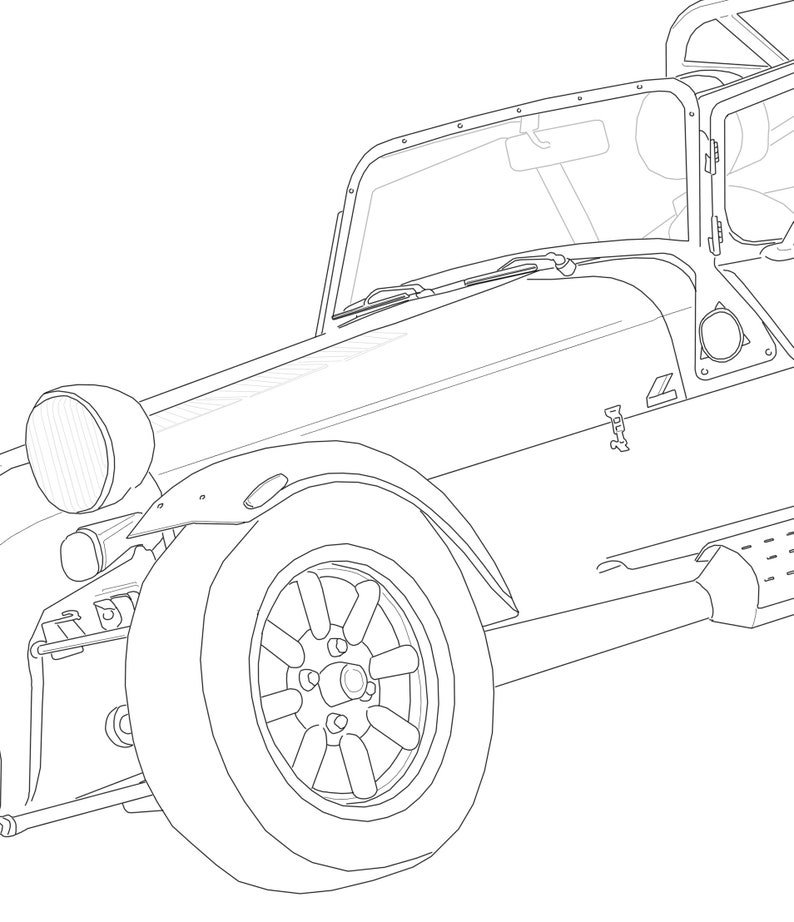 Caterham 7, Side View, Car, Line Art Drawing, Transport, Classic Car ...