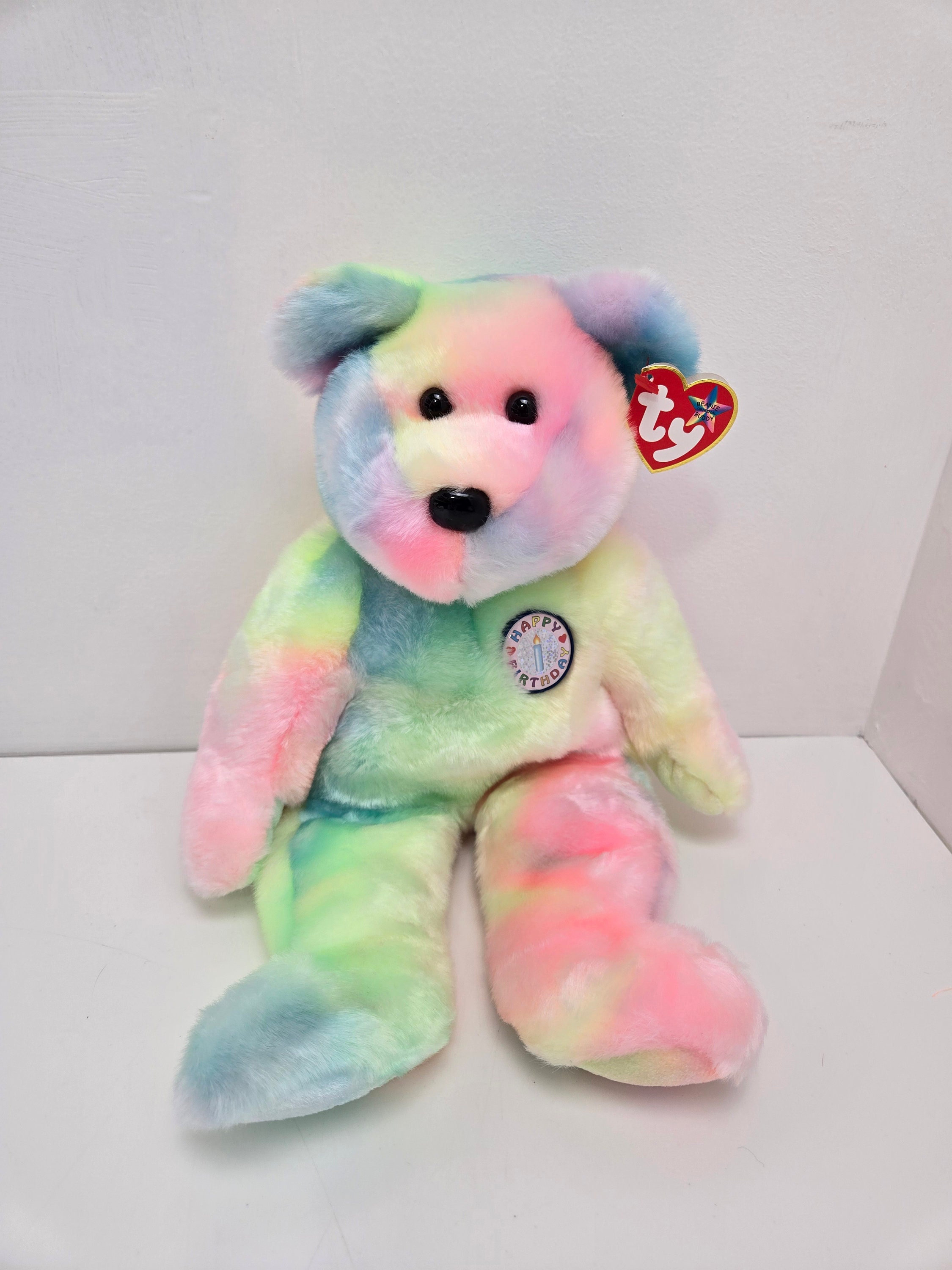 Ty Beanie Buddy B.B. Bear the Happy Birthday Tie dye Bear Exact Colours Vary 14 Inch Etsy UK