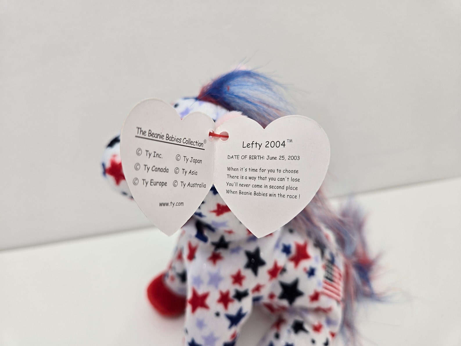 Ty Beanie Baby “lefty 2004” the Patriotic Donkey With Red, White, and ...