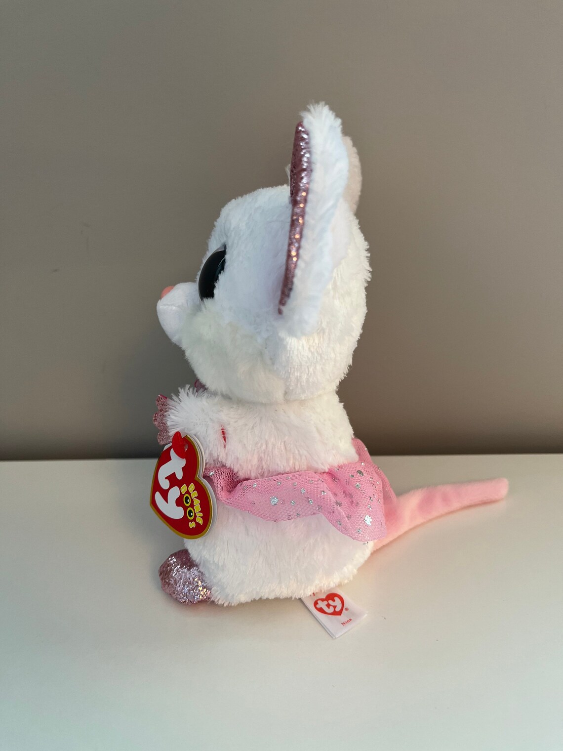 Ty Beanie Boo “nina” the Pink and White Ballerina Mouse (6 Inch) - Etsy