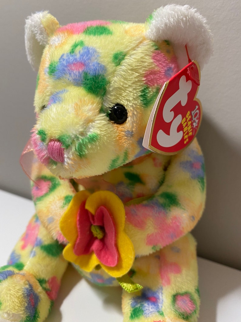 TY Beanie Baby bloom the Bear Holding Flowers 6 Inch | Etsy