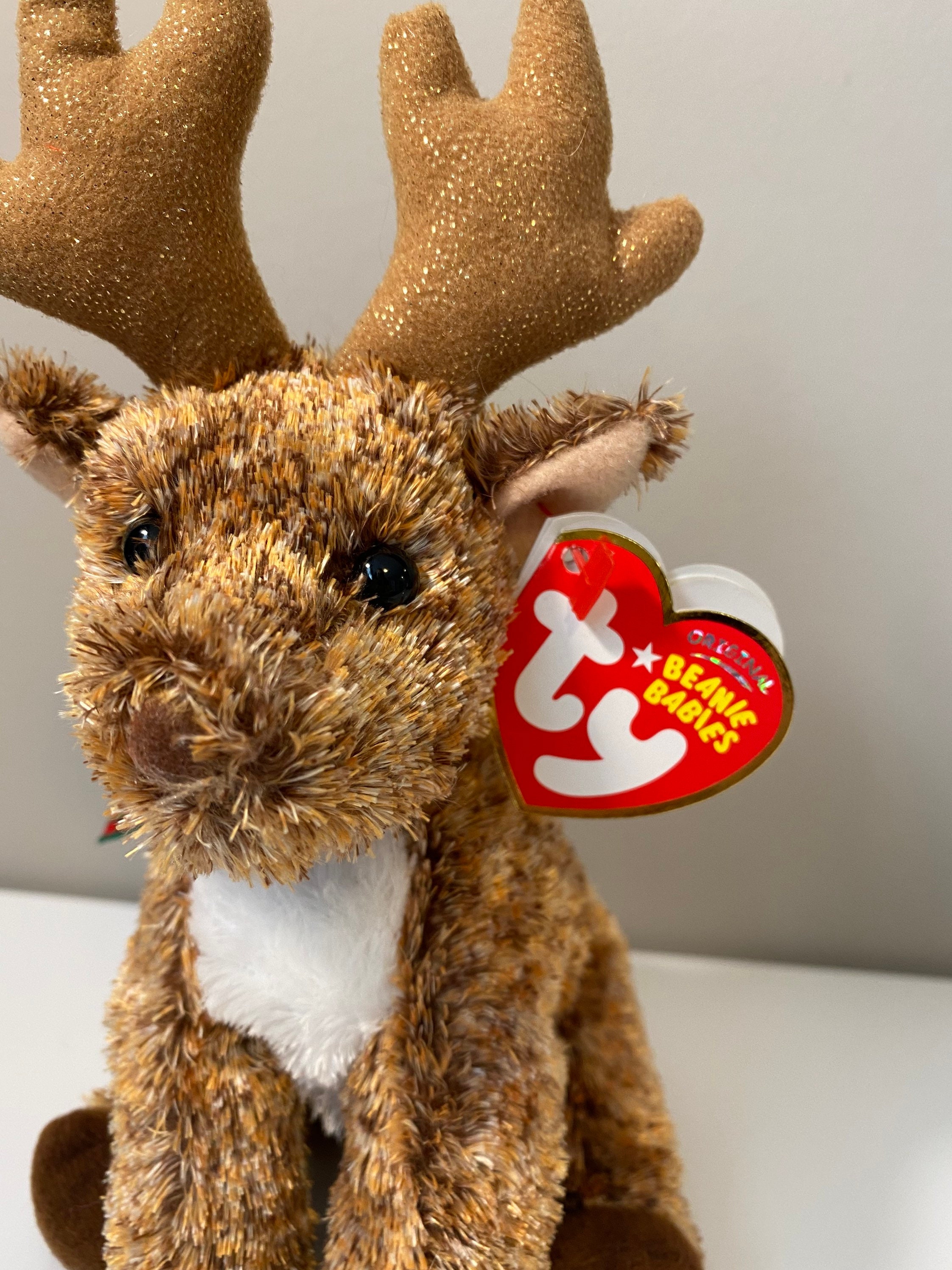 TY Beanie Baby Rooftop the Christmas Reindeer wearing red | Etsy
