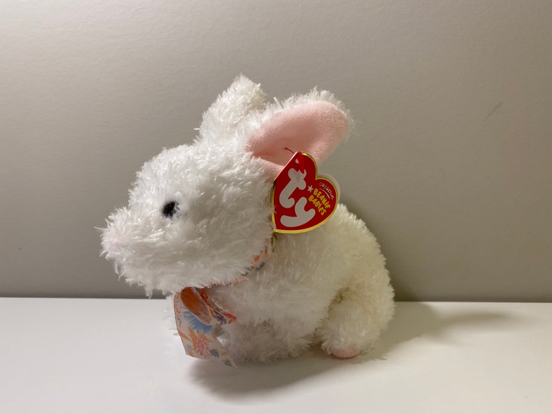 TY Beanie Baby Nibble the Adorable White Bunny Plush 6 | Etsy