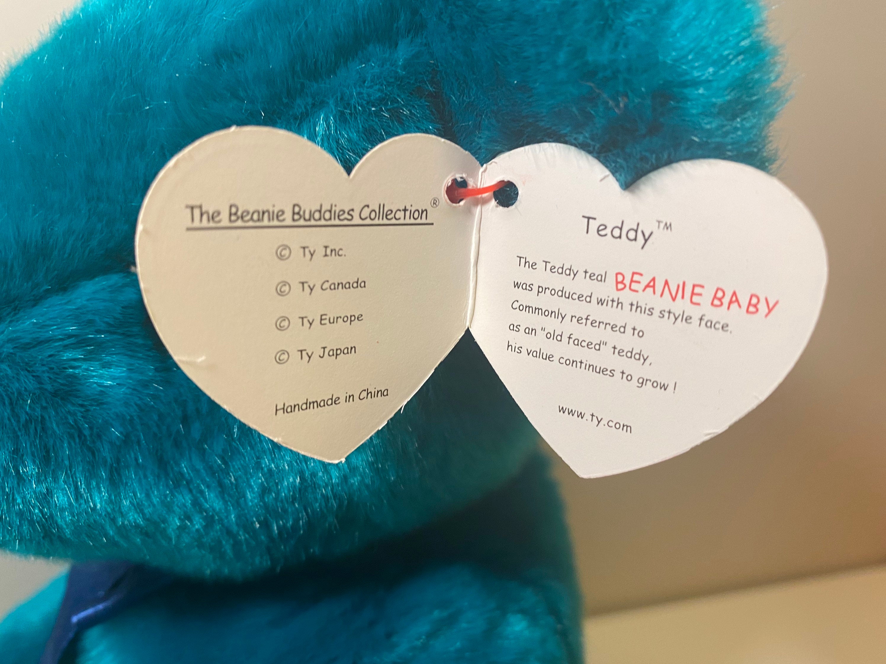 TY Beanie Buddy teddy the Teal Teddy Bear With Old TY Bear | Etsy