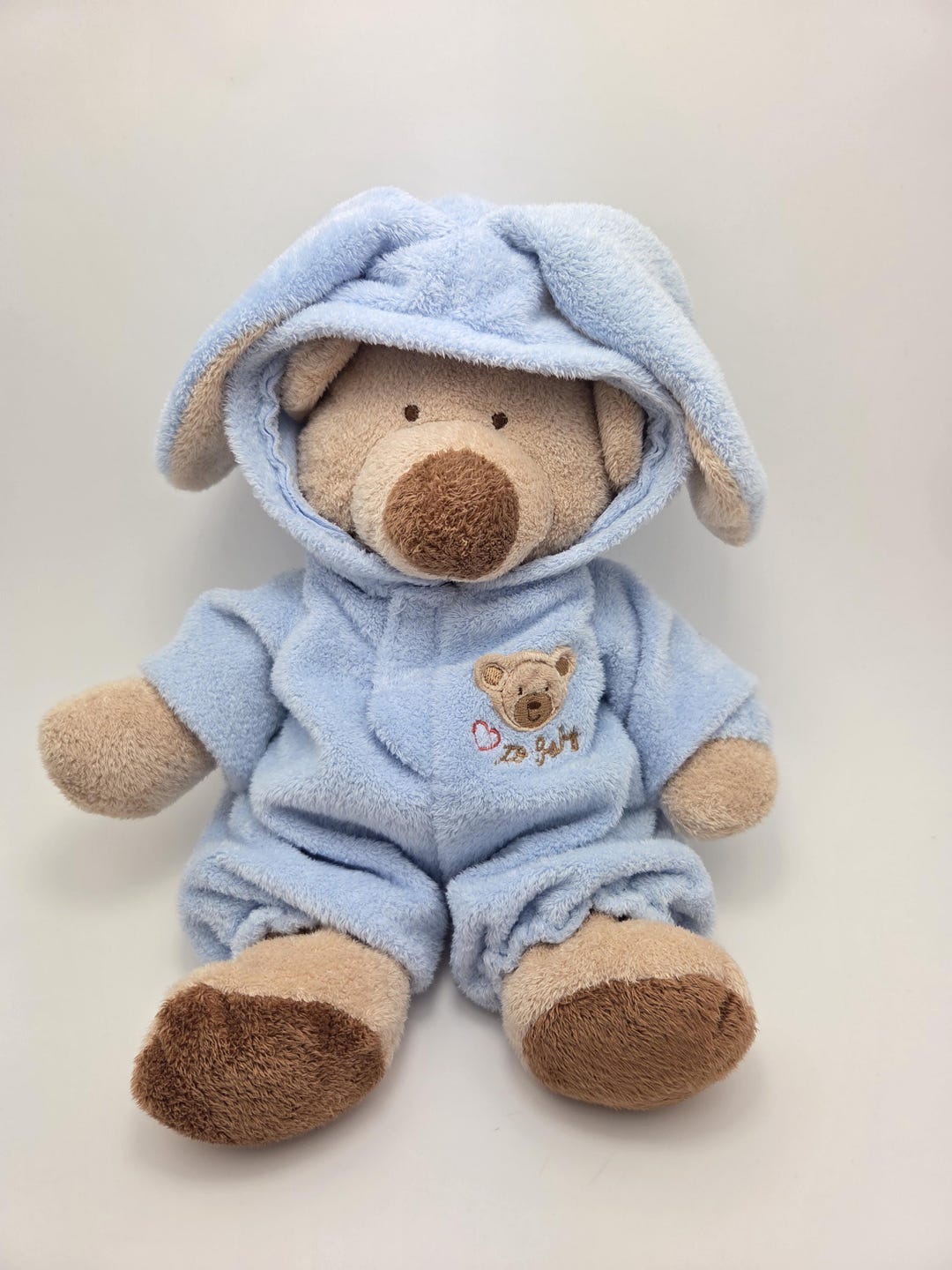 Ty Pluffies “PJ Bear” the Bear With Bunny Ear Blue Pajamas - No Hang ...