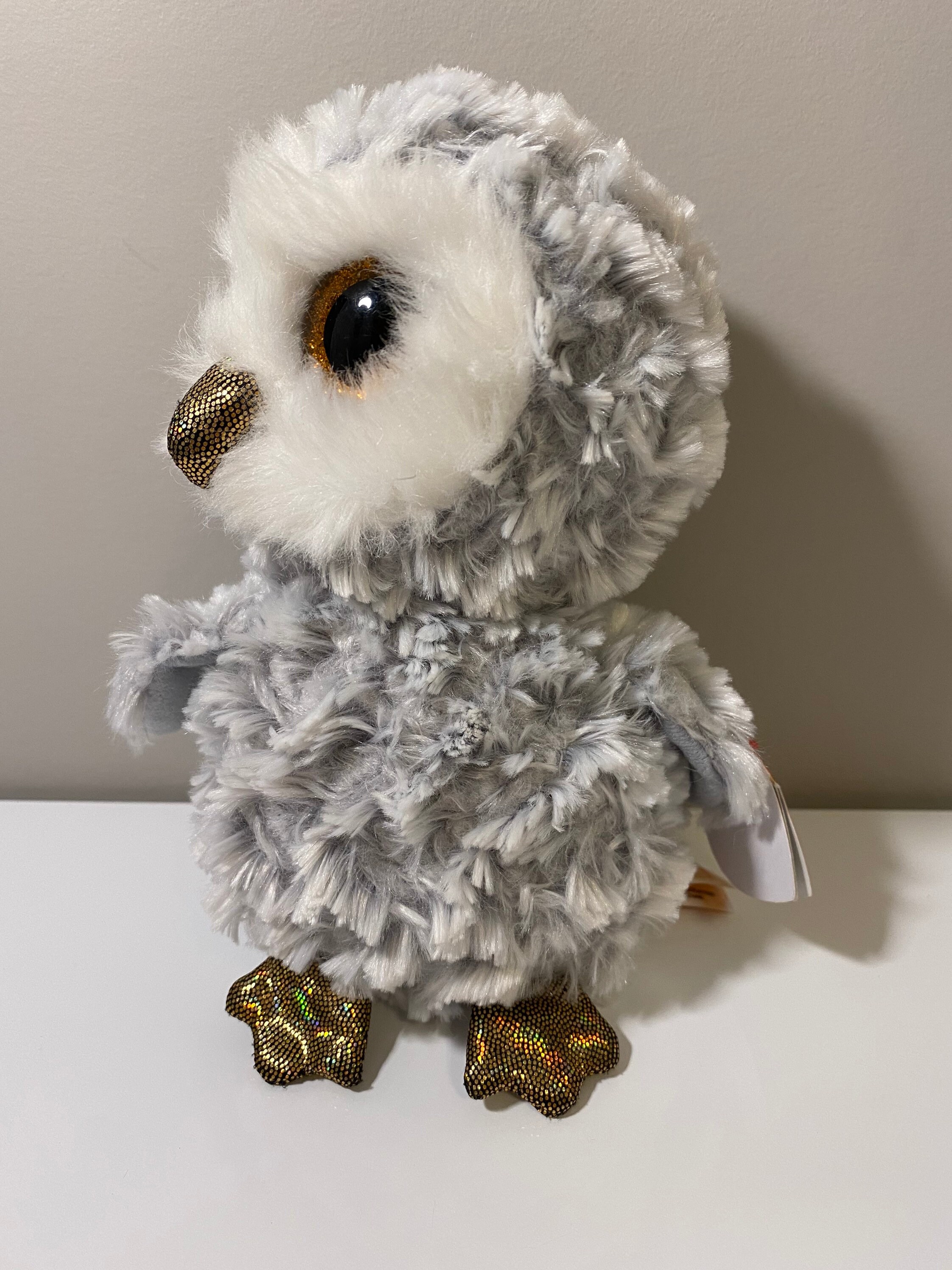TY Beanie Boo owlette the Owl With Gold Glitter Eyes 6 - Etsy