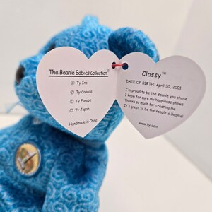 Ty Beanie Baby Bear classy the Blue Peoples Beanie 8.5 Inch - Etsy