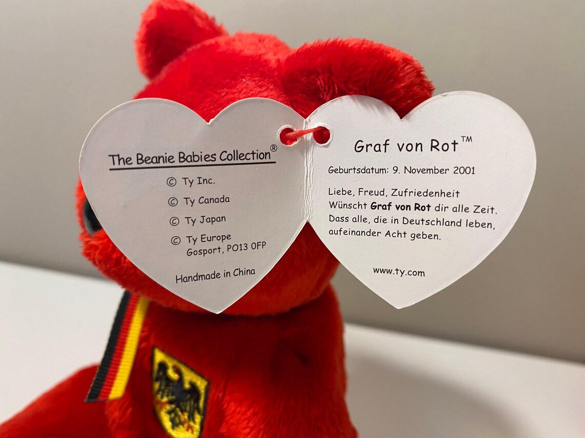 TY Beanie Baby graf Von Rot the Bear Germany Exclusive - Etsy