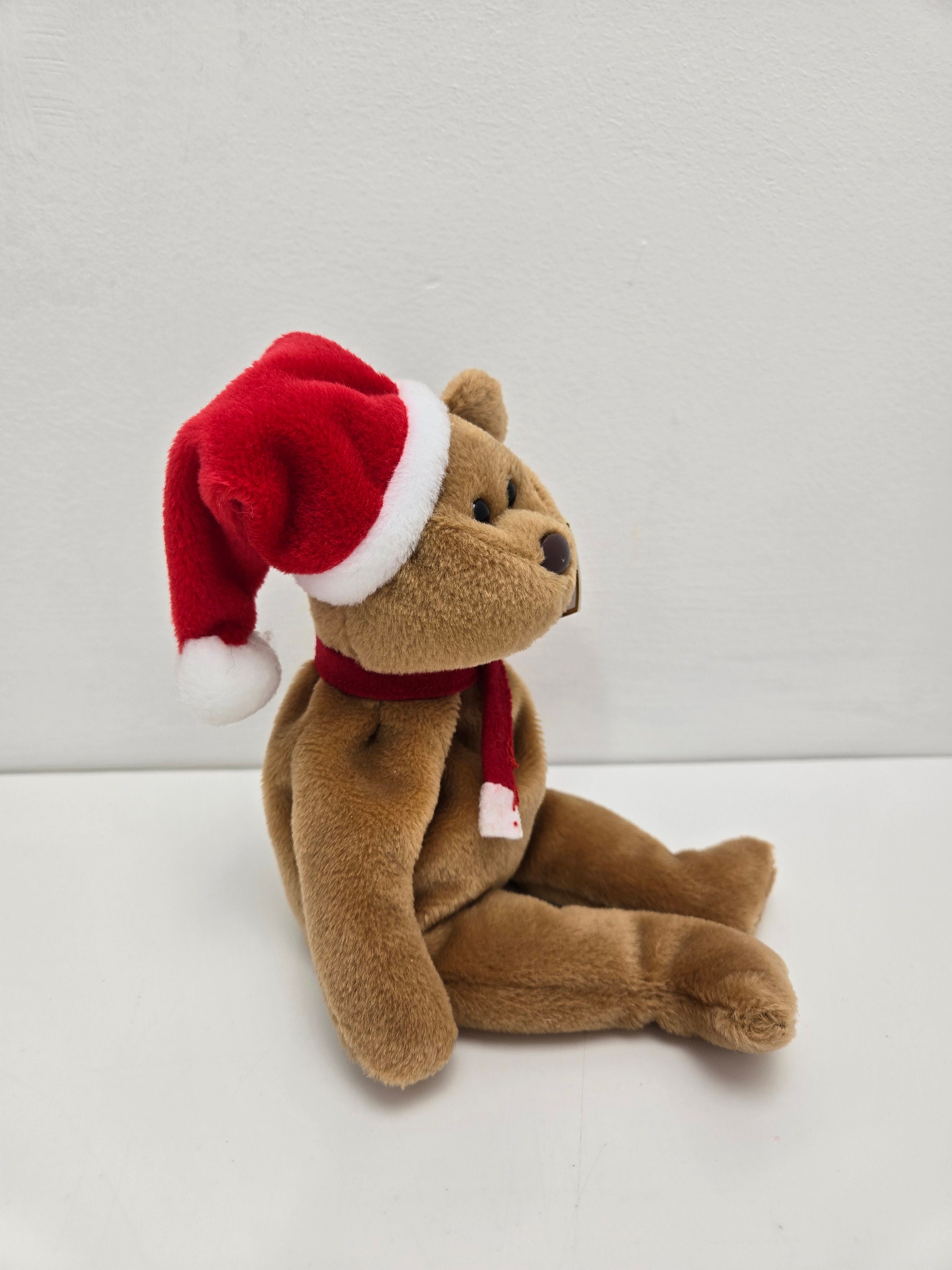 Ty Beanie Baby 1997 Holiday Teddy the Christmas Bear Wearing Santa Hat and Scarf 8.5 Inch Etsy UK