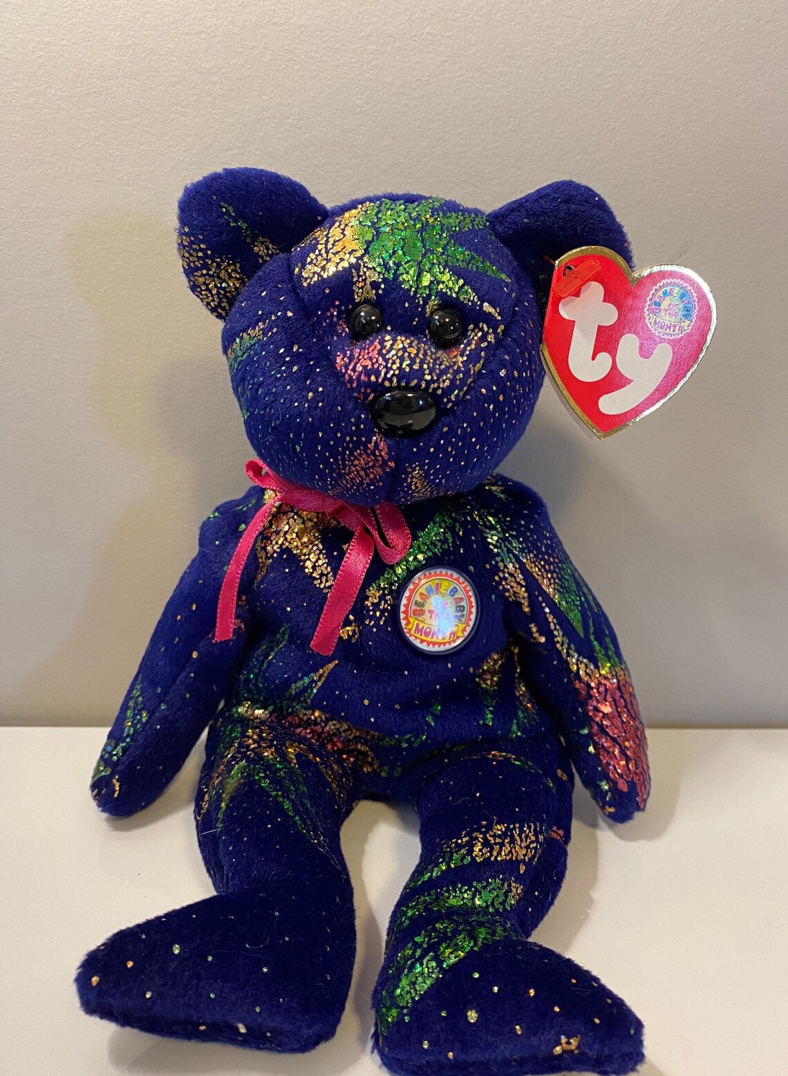 TY Beanie Baby Comet the GORGEOUS dark blue bear with multi | Etsy