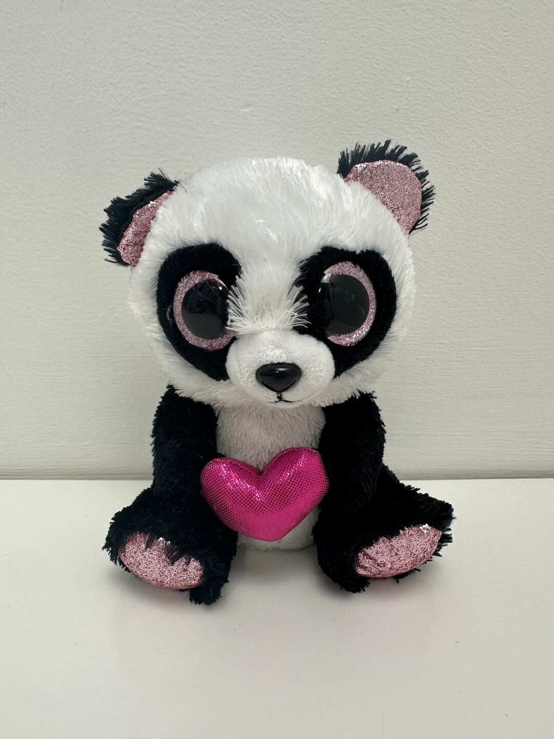 Ty Beanie Boo “esme” the Panda Holding Pink Heart - No Hang Tag (6 Inch) - Etsy