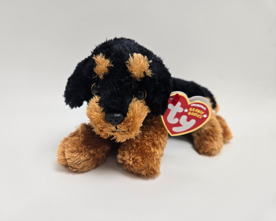 Ty Beanie Baby “brutus” the Puppy Dog Rottweiler - Rare Laying Down ...
