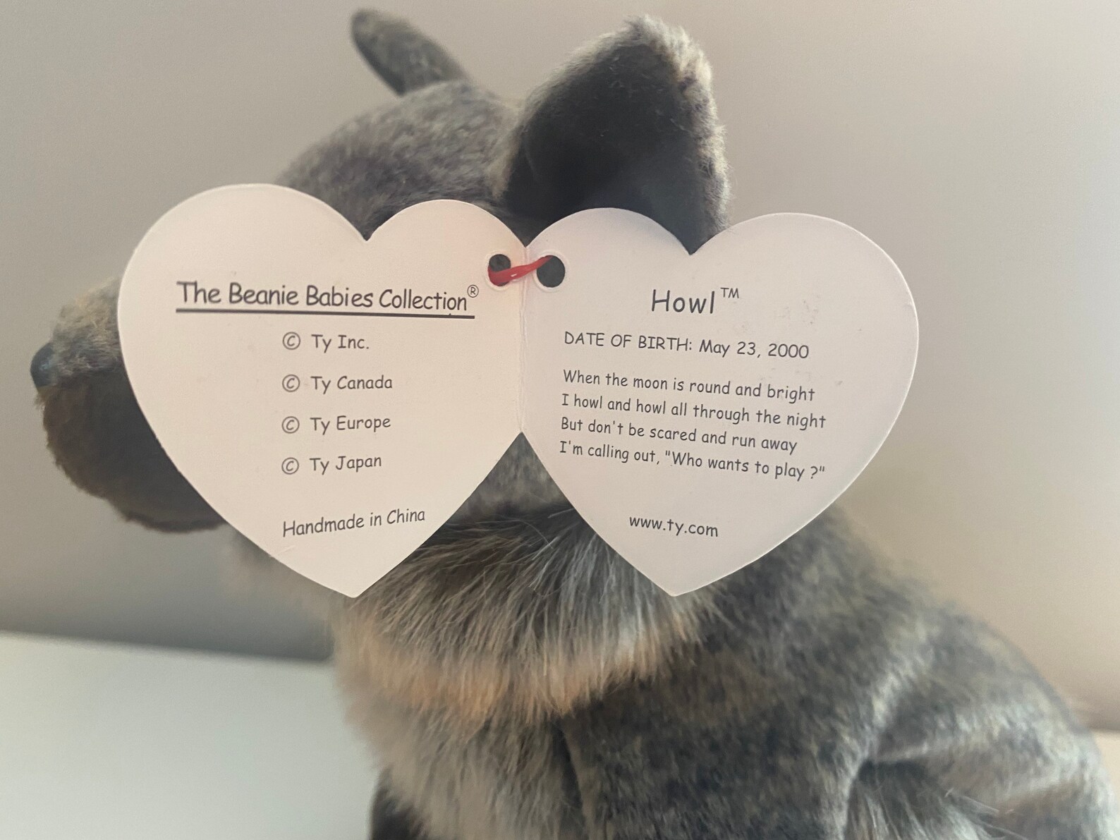 TY Beanie Baby howl the Wolf 7 Inch - Etsy Norway