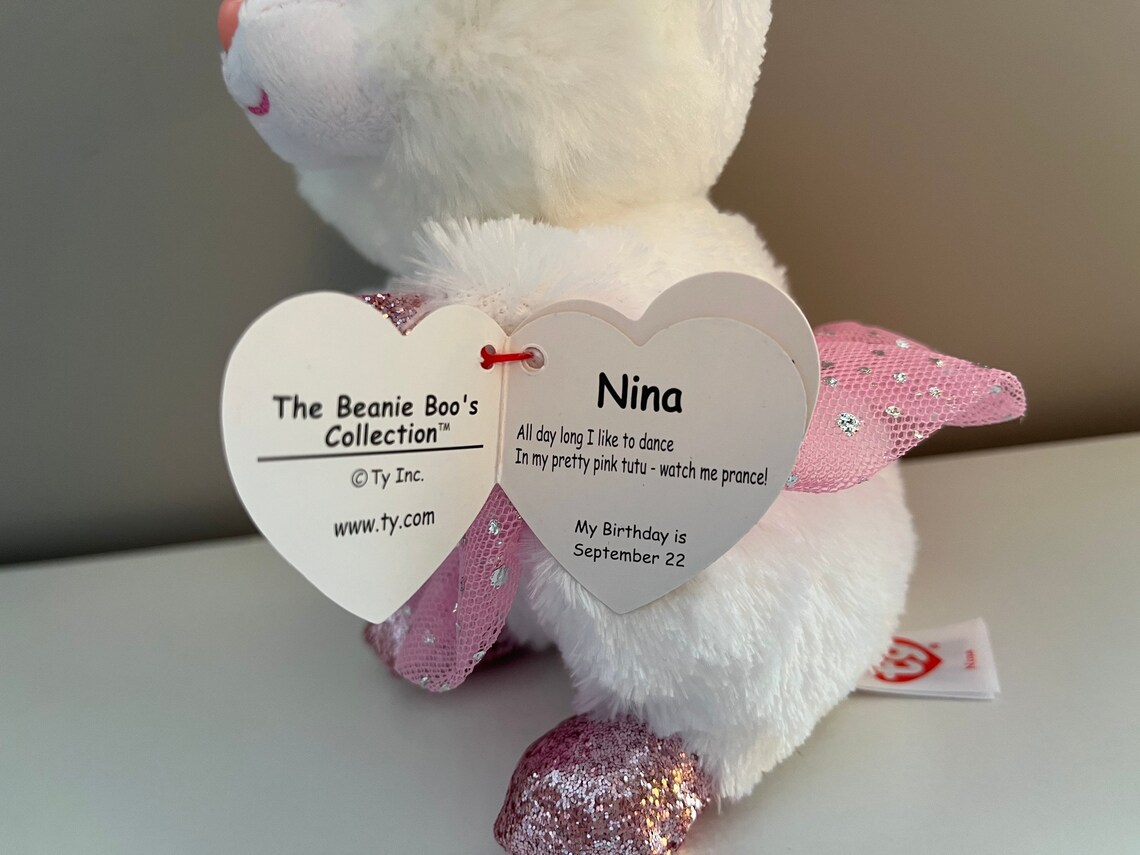 Ty Beanie Boo “nina” the Pink and White Ballerina Mouse (6 Inch) - Etsy
