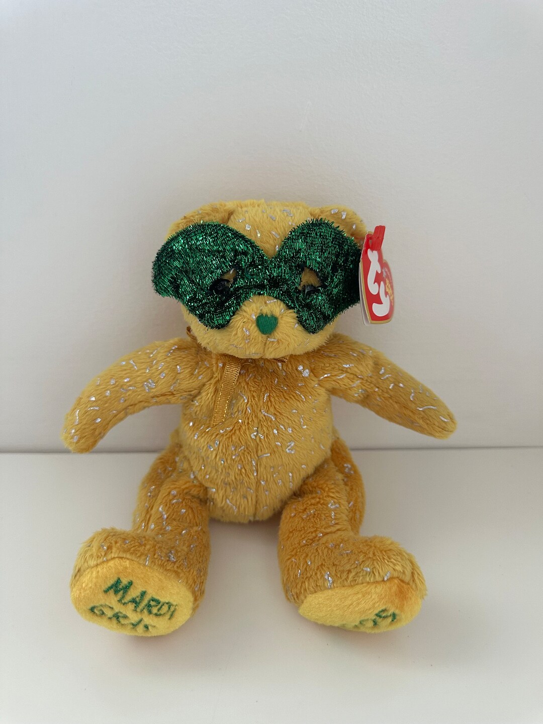 Ty Beanie Baby “masque” the Yellow Mardi Gras Bear! (7.5 Inch) - Etsy