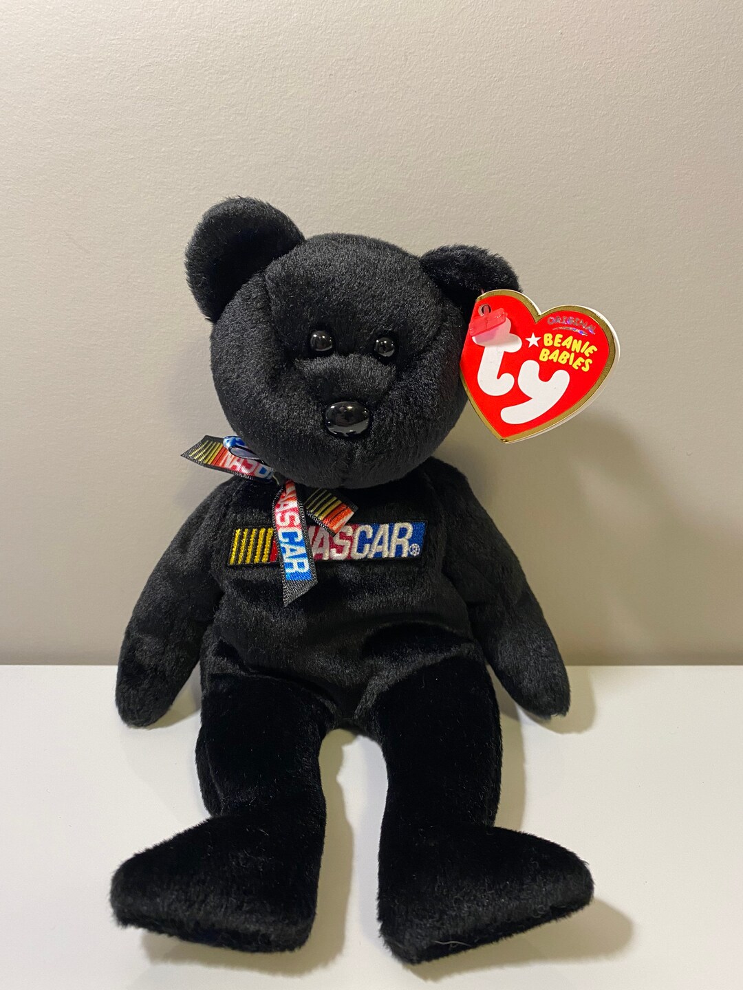 Ty Beanie Baby “racer” the Nascar Bear - Black Version (8.5 Inch) - Etsy