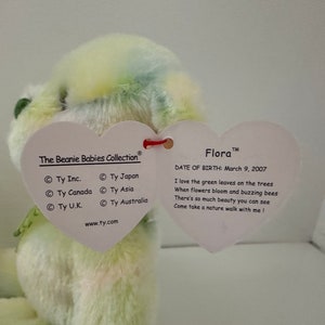 Ty Beanie Baby “flora” the Green Bear! (5 Inch) - Etsy