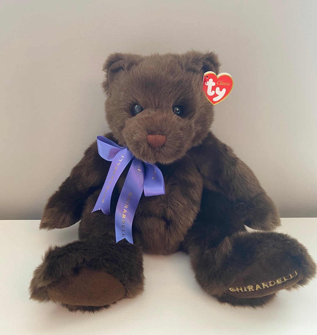 Ty Classics Collection “cocoa” the Teddy Bear With Blue Bow ...