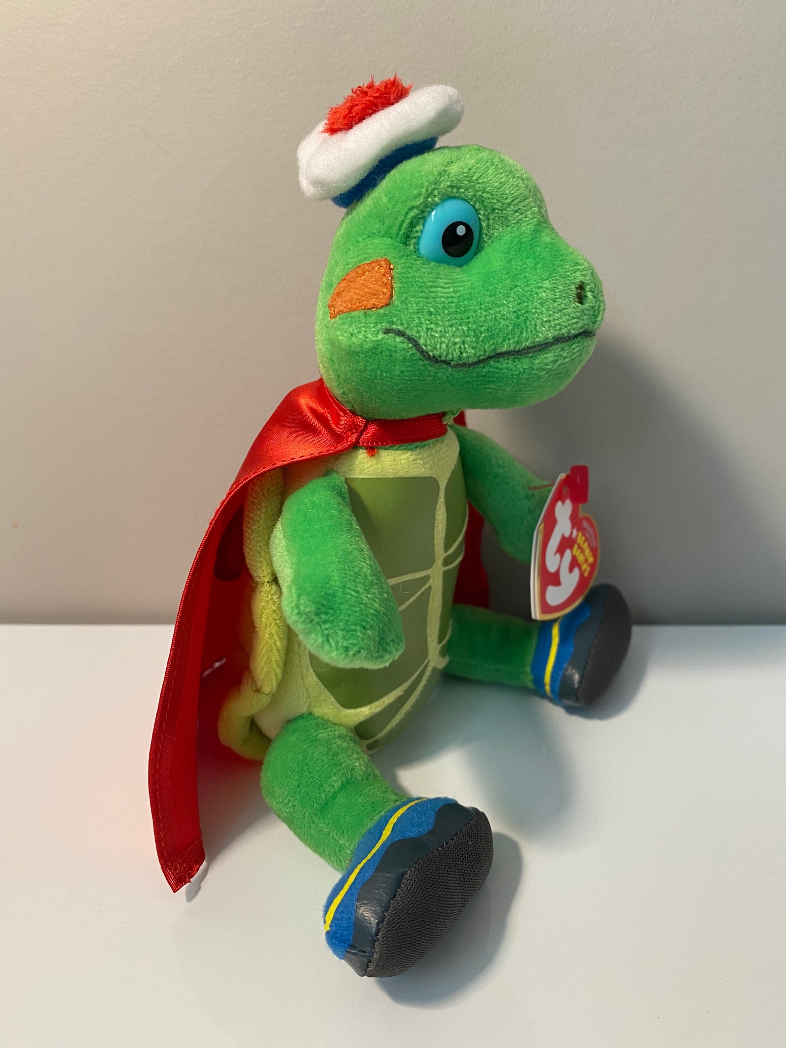 TY Beanie Baby Tuck the Turtle wearing a red cape Wonder | Etsy