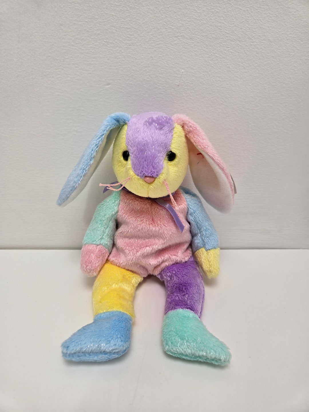 Ty Beanie Baby “dippy” the Multi-coloured Bunny Rabbit - Pink Belly (8. ...
