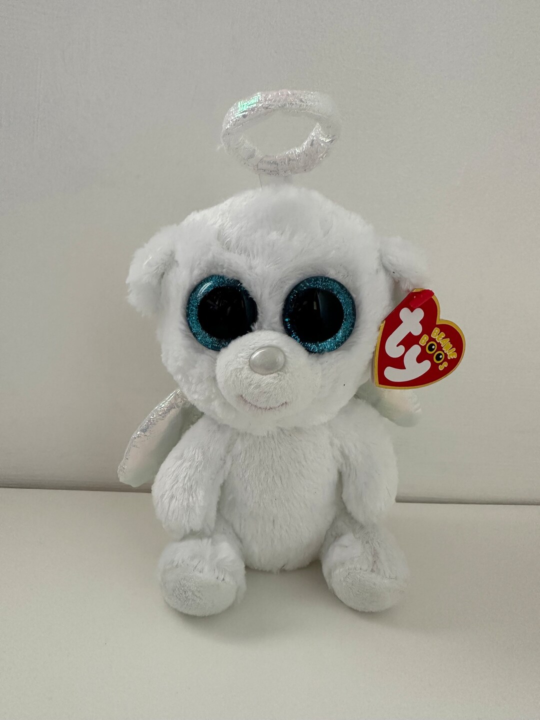 TY Beanie Boo “halo” the Angel Bear With Iridescent Wings RARE (6 Inch ...