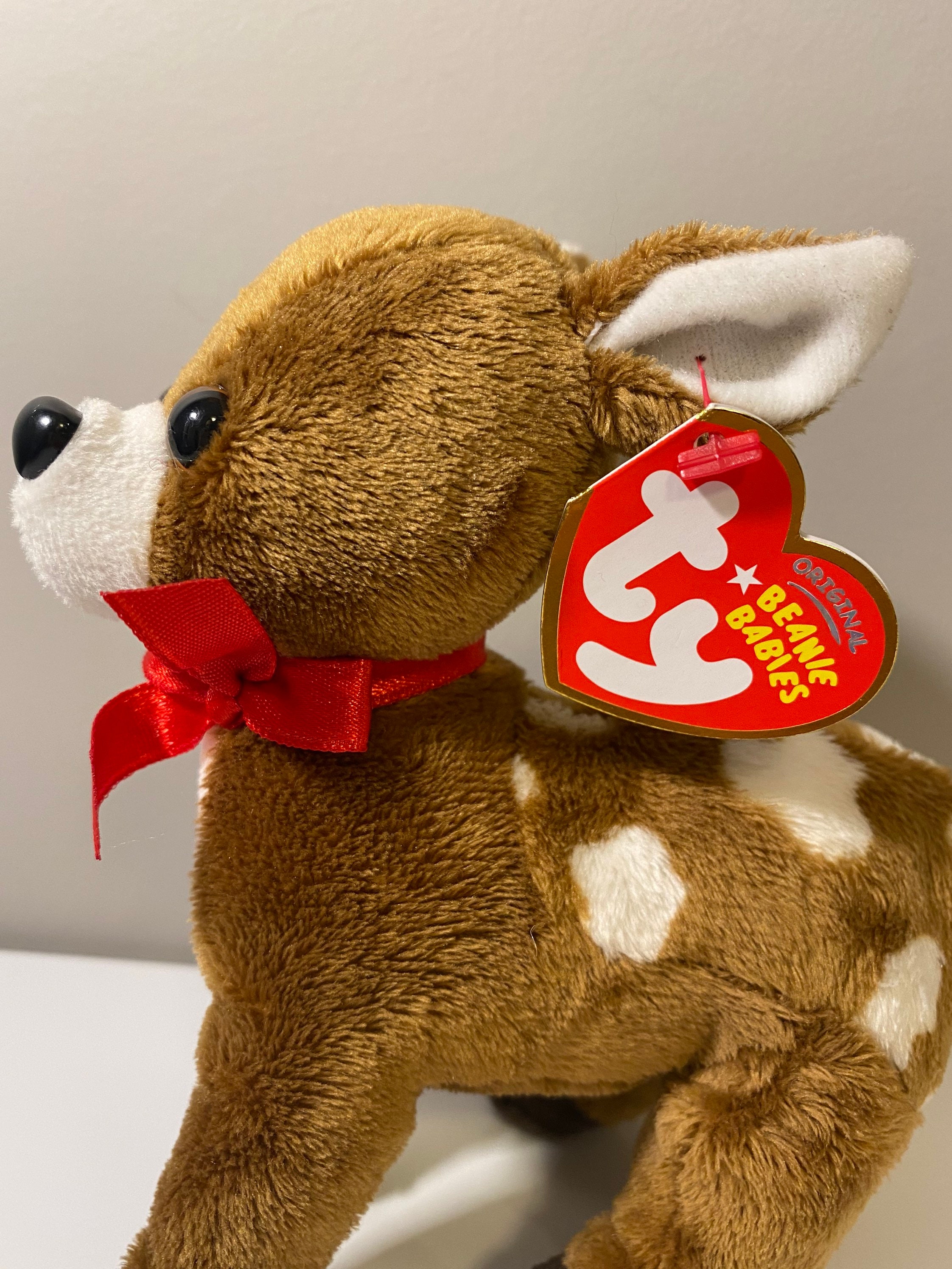 TY Beanie Baby Chestnut the Reindeer with Red Bow 6 inch | Etsy