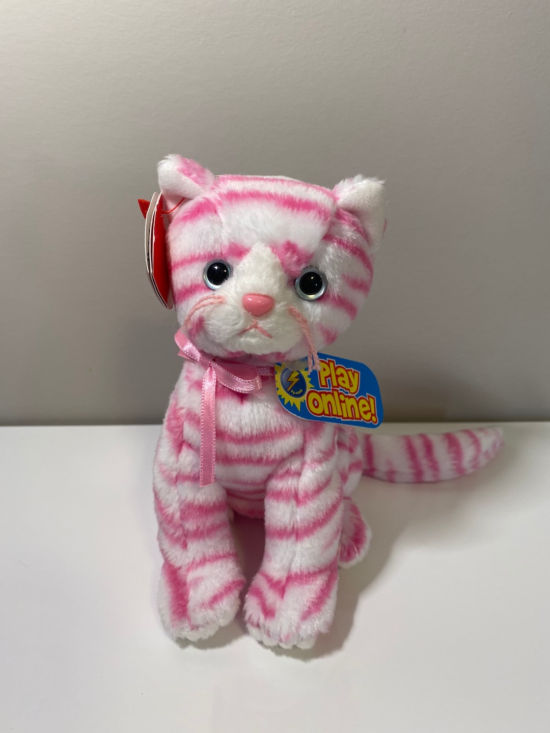 TY Beanie Baby purry the Pink and White Striped Cat Plush 6 Inch - Etsy