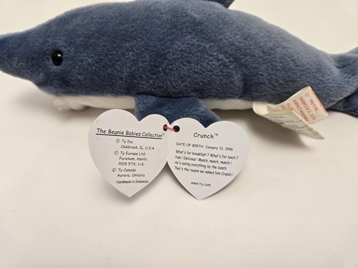 Ty Beanie Baby “crunch” the Shark - Handmade in Indonesia With Canadian ...