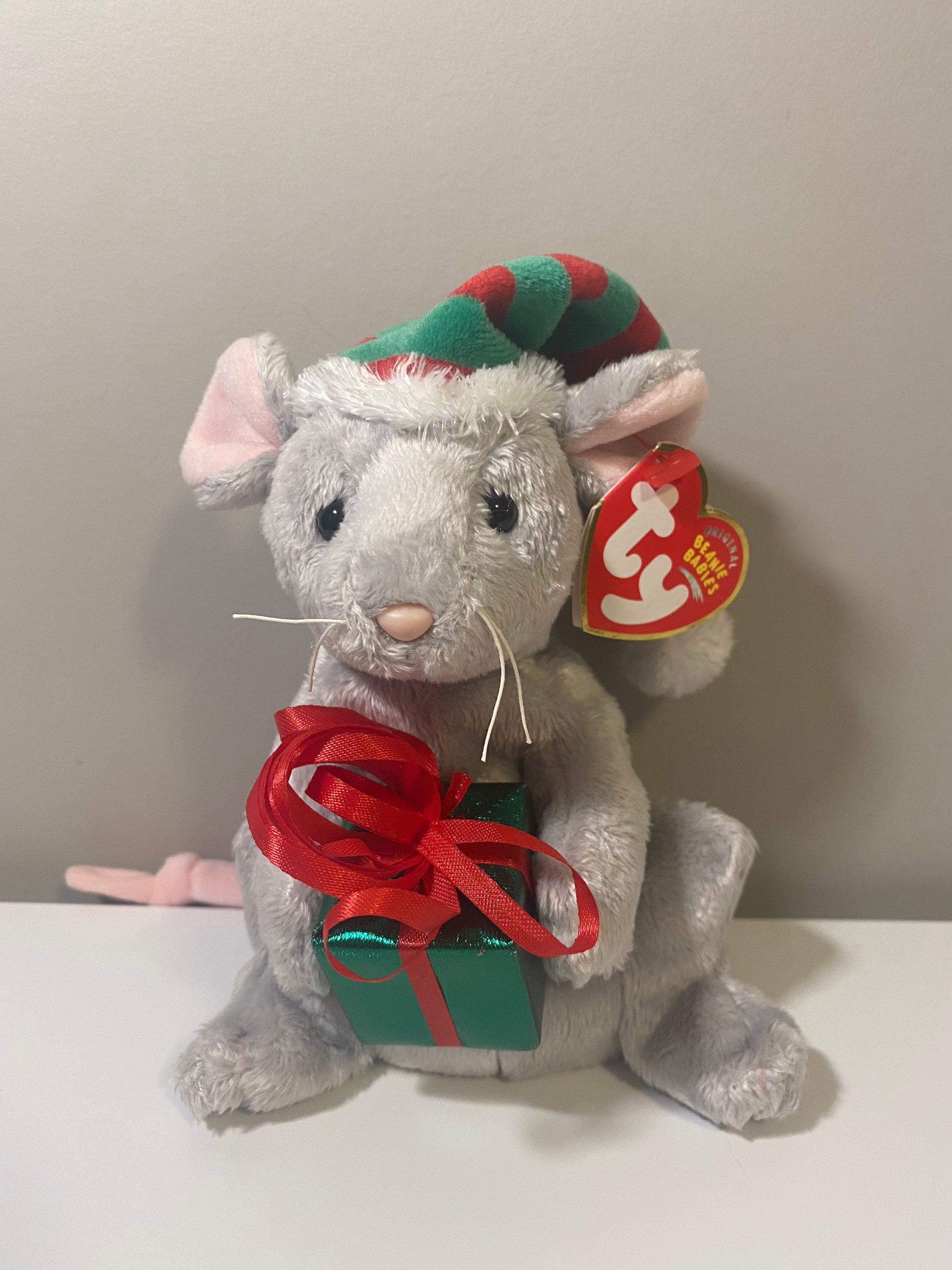 TY Beanie Baby Tiny Tim the Holiday Mouse Holding Present | Etsy