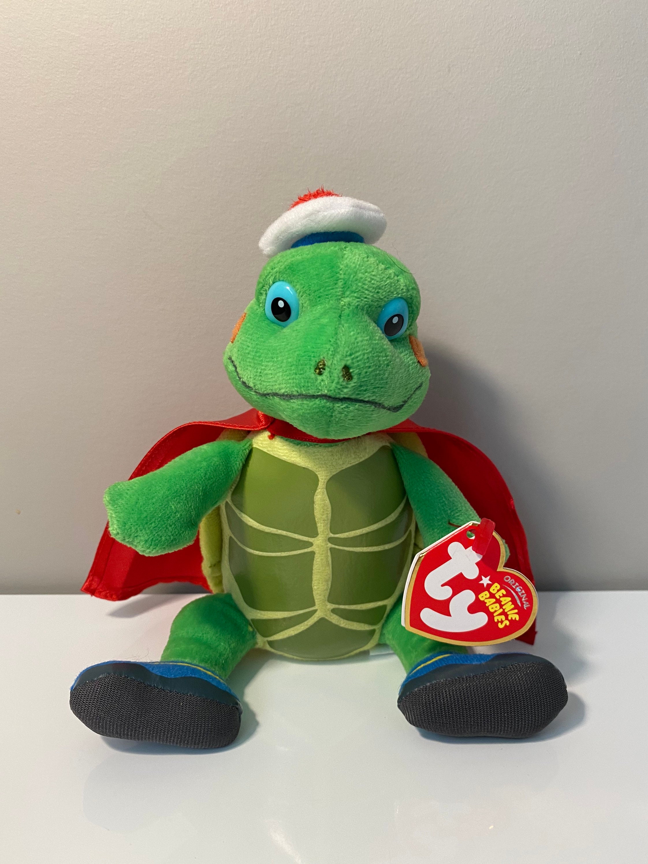 TY Beanie Baby Tuck the Turtle wearing a red cape Wonder | Etsy