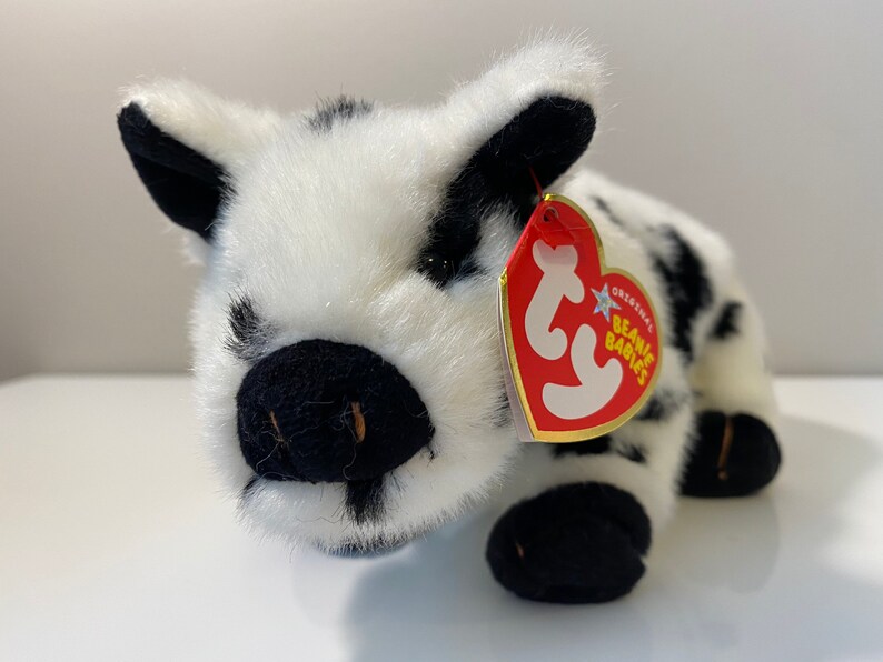 TY Beanie Baby stubby the Black and White Pig Plush rare - Etsy