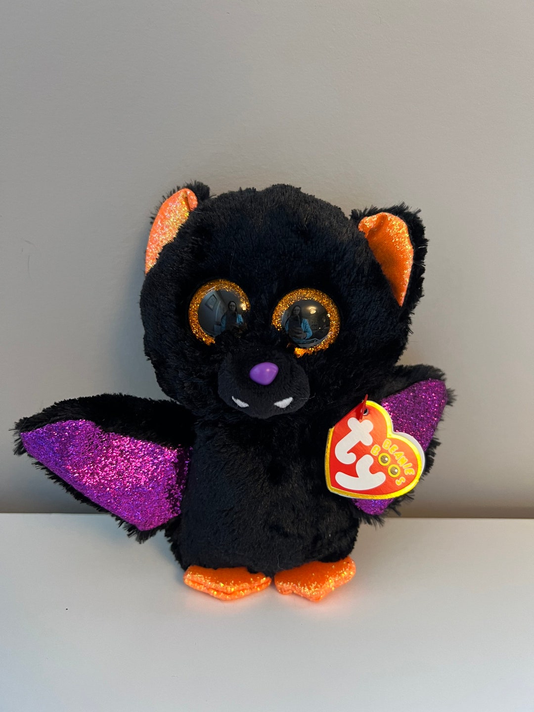 Ty Beanie Boo raven the Halloween Bat With Orange Sparkly - Etsy