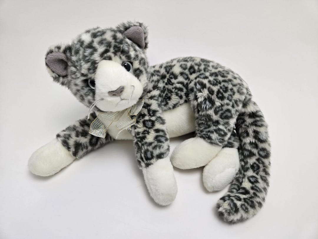 Ty Beanie Buddy “purr” the Grey & White Leopard Spotted Cat - No Hang ...