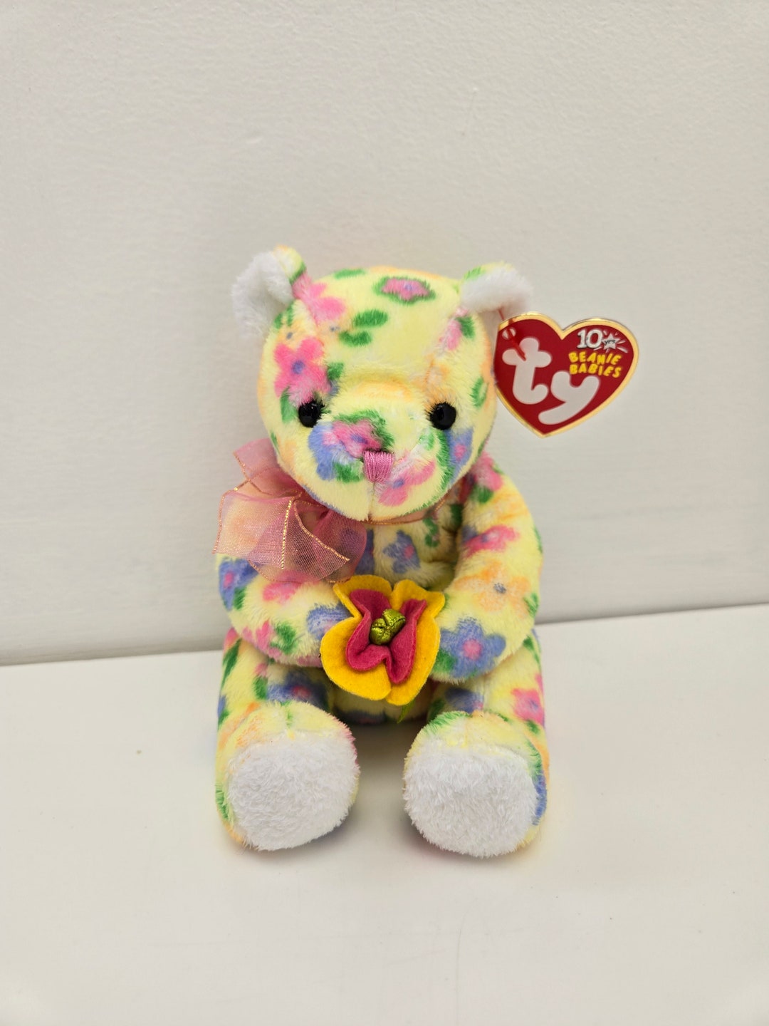 Ty Beanie Baby “bloom” the Bear Holding Flowers (6 Inch) - Etsy